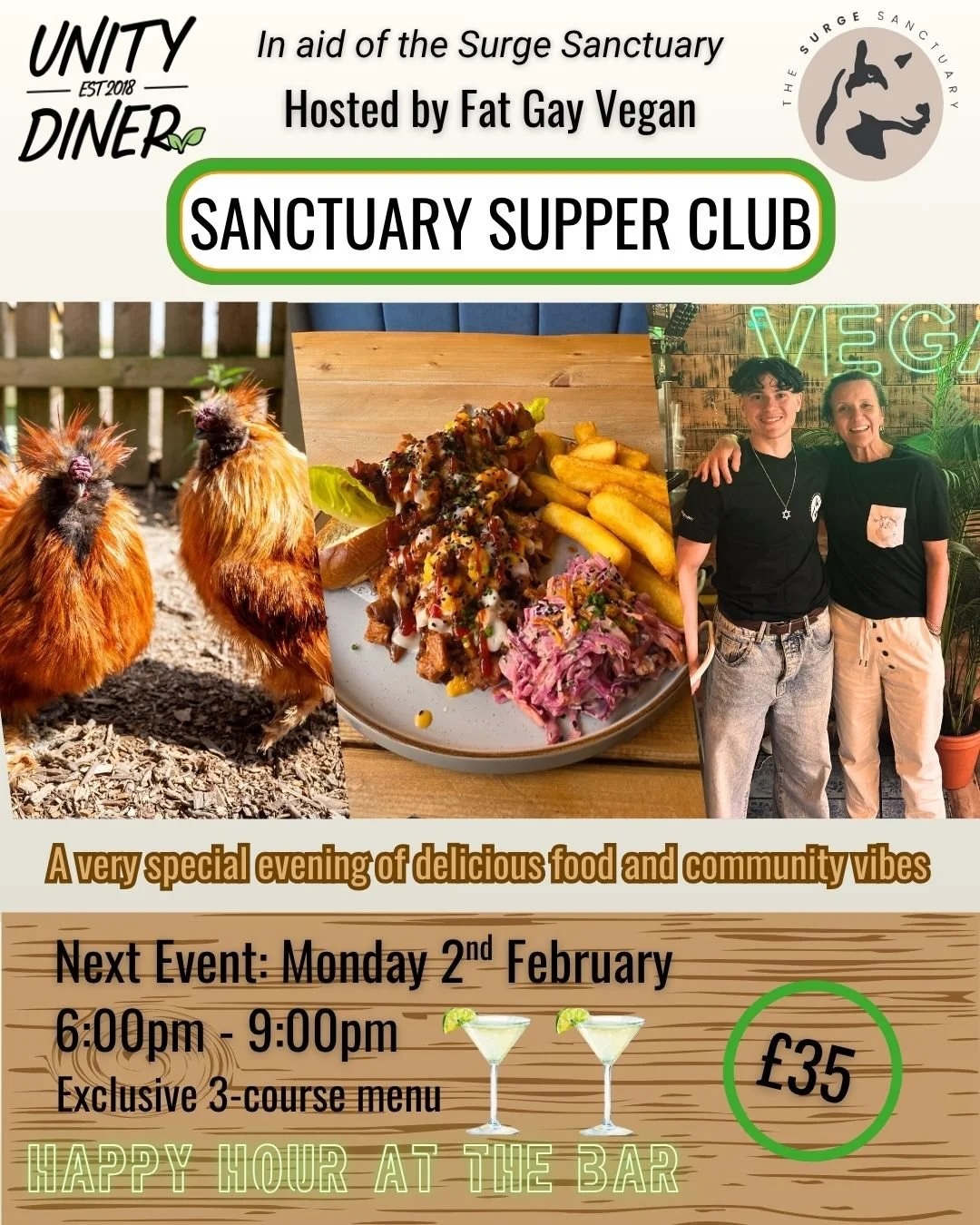 Menu for Fundraising Supper Club – Fat Gay Vegan